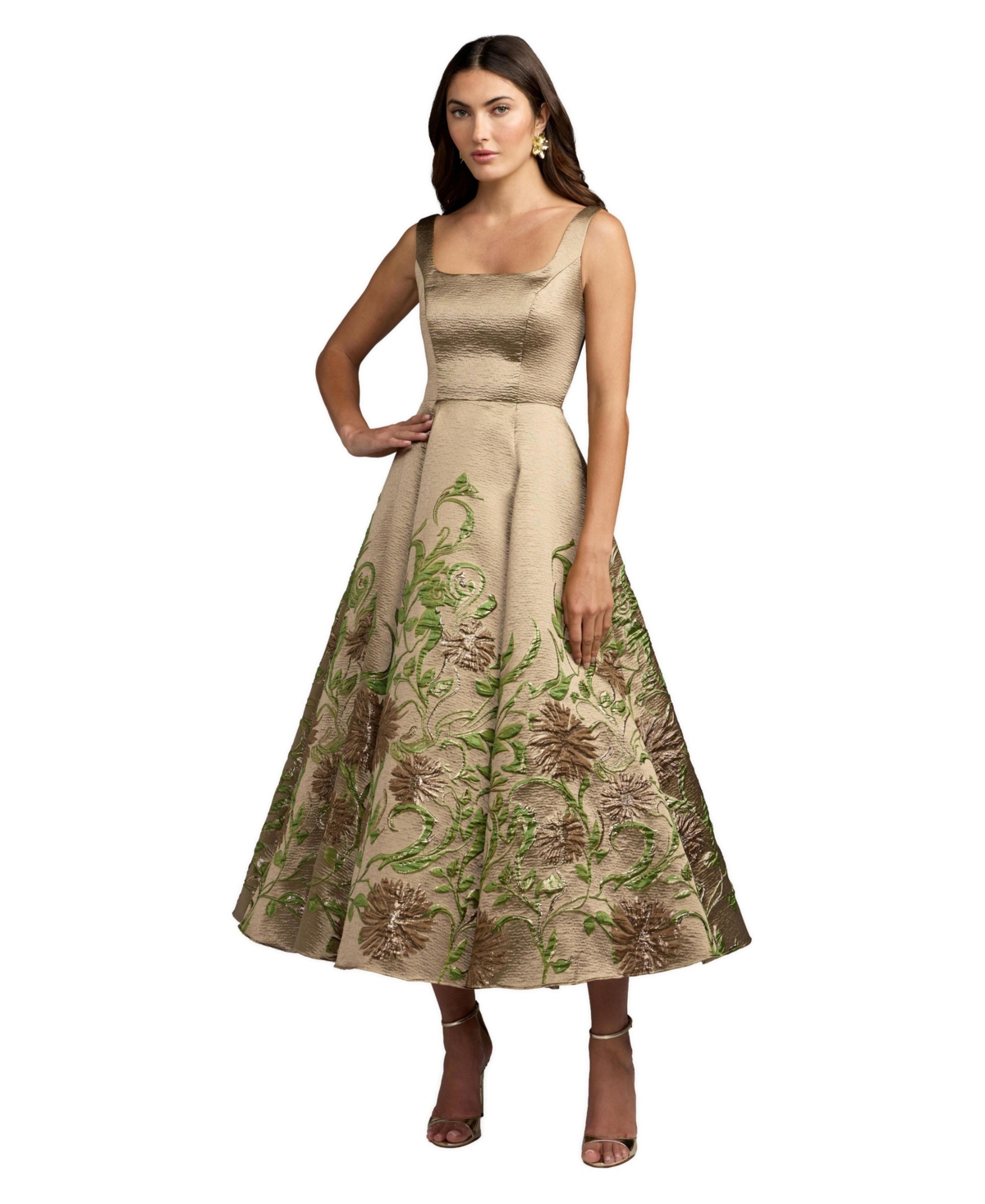 Click here for Mac Duggal Womens Embroidered Floral Jacquard A-Li... prices