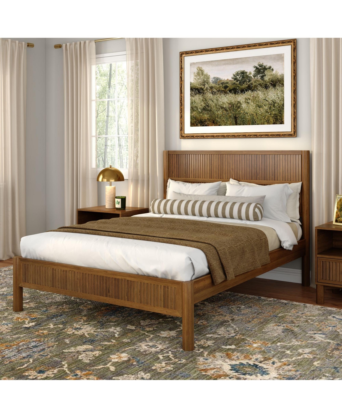 Click here for Plank+Beam Sera Fluted Queen Bed - Pecan prices