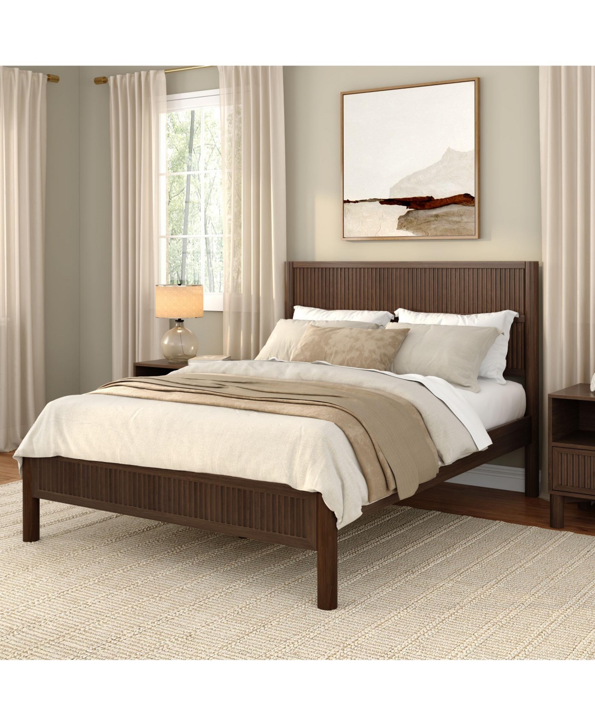 Click here for Plank+Beam Sera Fluted Queen Bed - Walnut prices