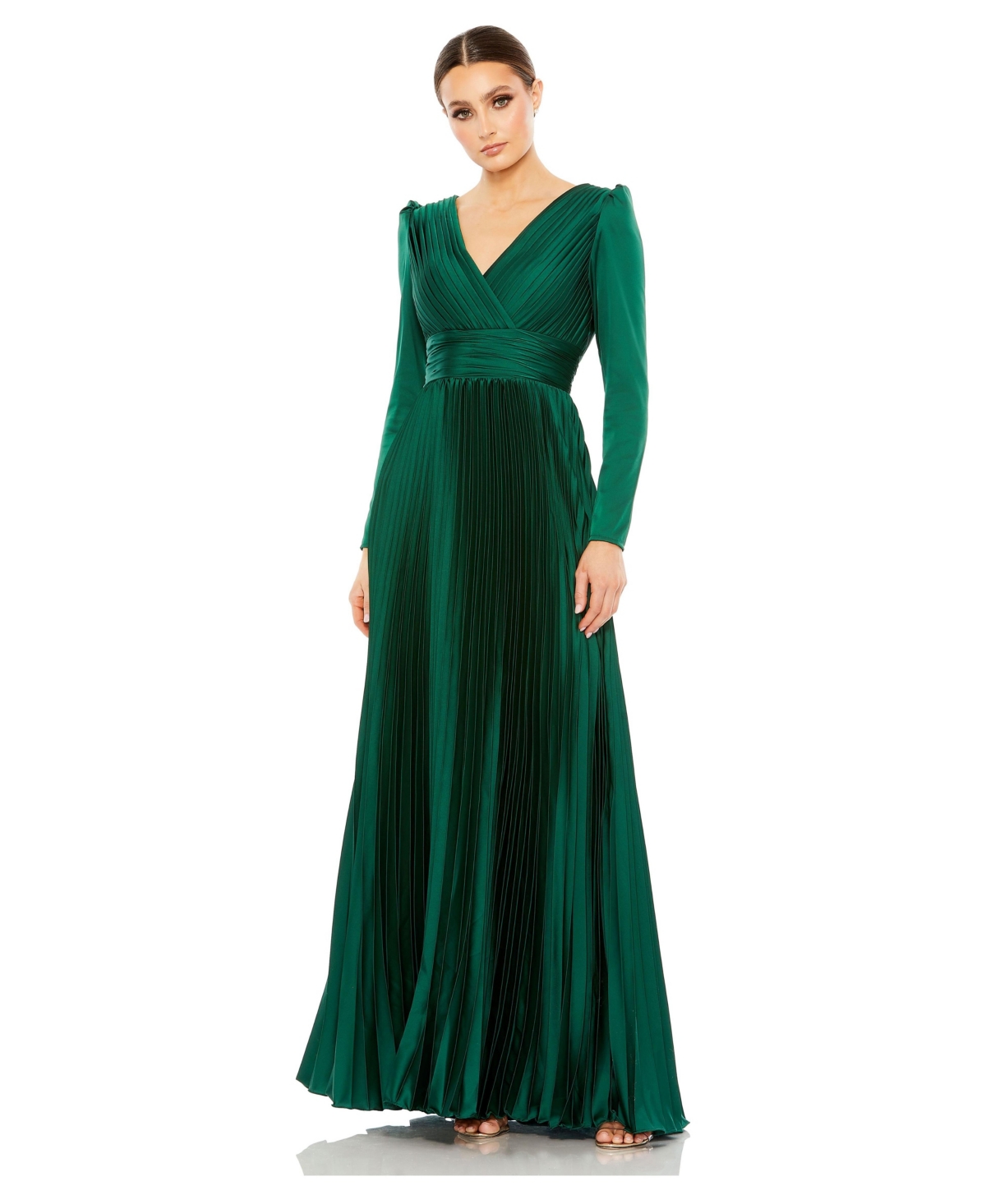 Click here for Mac Duggal Womens Pleated Long Sleeve A-Line Gown... prices