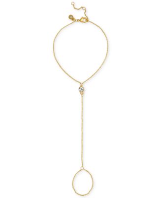 RACHEL Rachel Roy Gold-Tone Crystal Hand Chain - Macy's