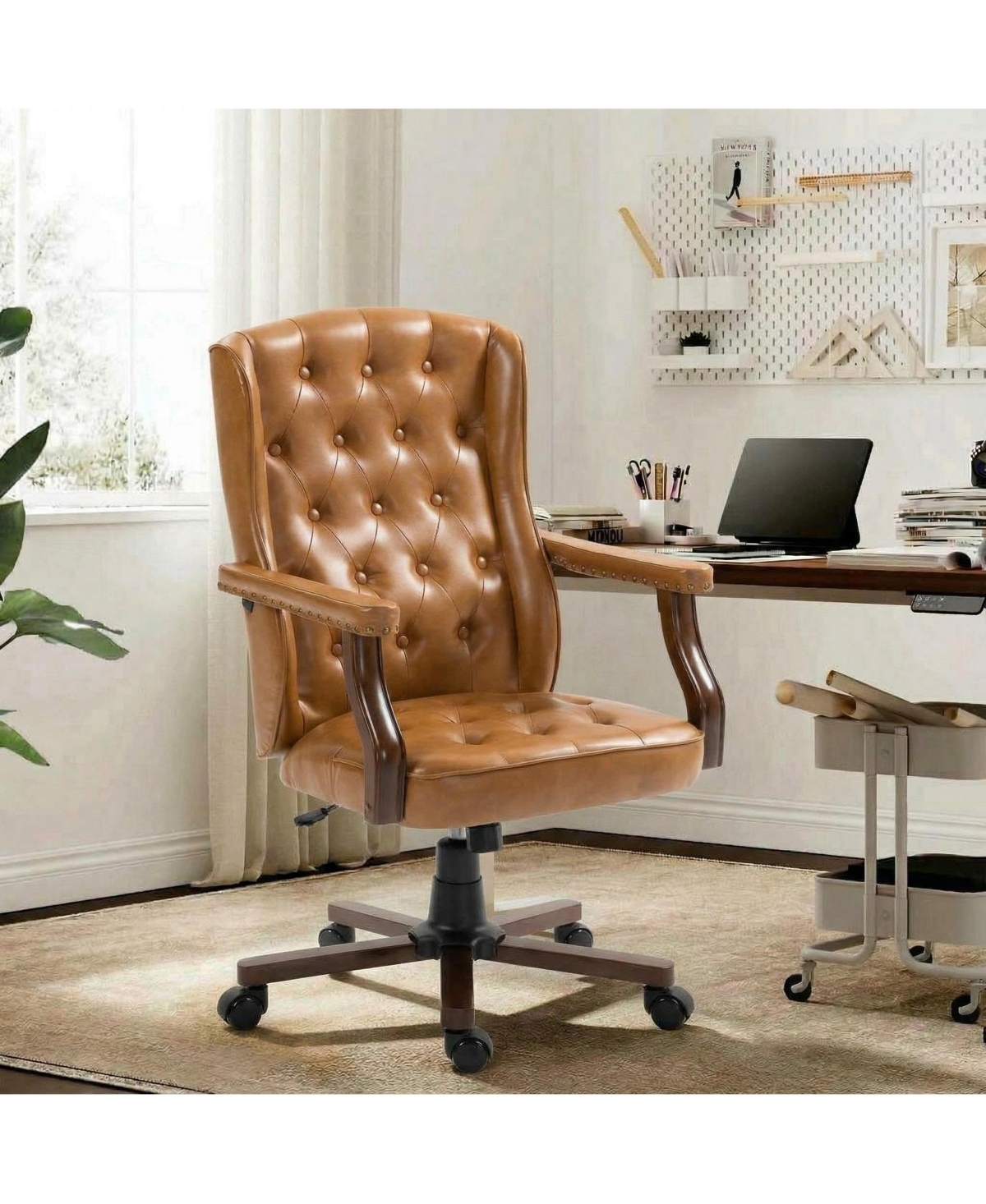 Click here for Mid-Century Faux Leather Wingback Office Chair  Tu... prices
