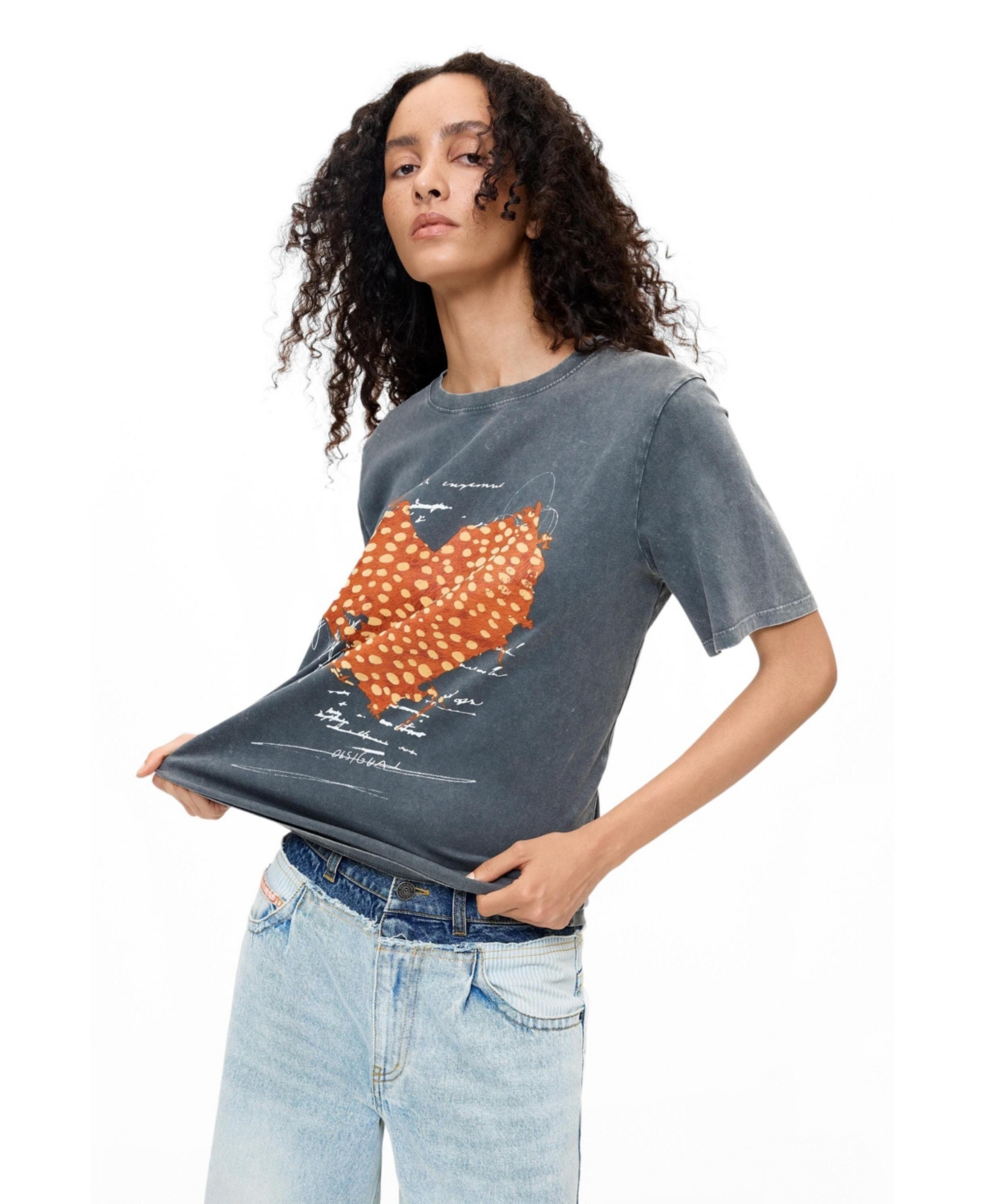 Click here for Desigual Womens Printed Organic Cotton T-shirt - B... prices