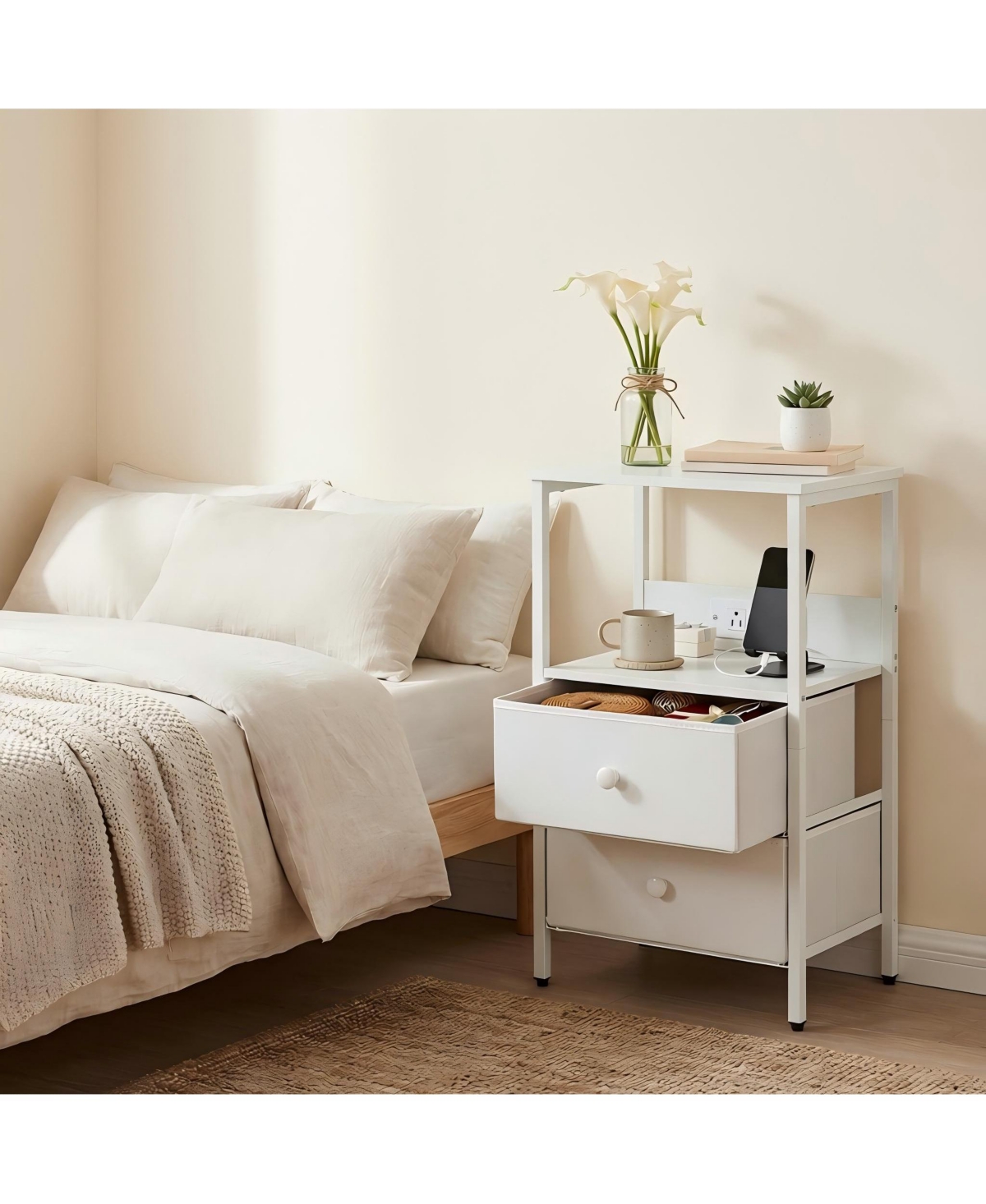 Click here for 16 x 12 x 24 in Nightstand with 2 Drawers and Shel... prices