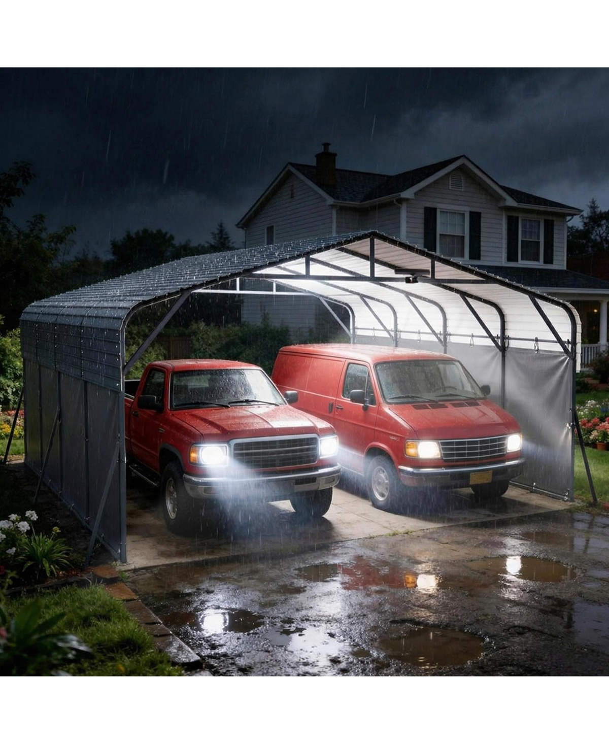 Click here for 20 x 20 Hardtop Carport with Steel Roof and Solar... prices