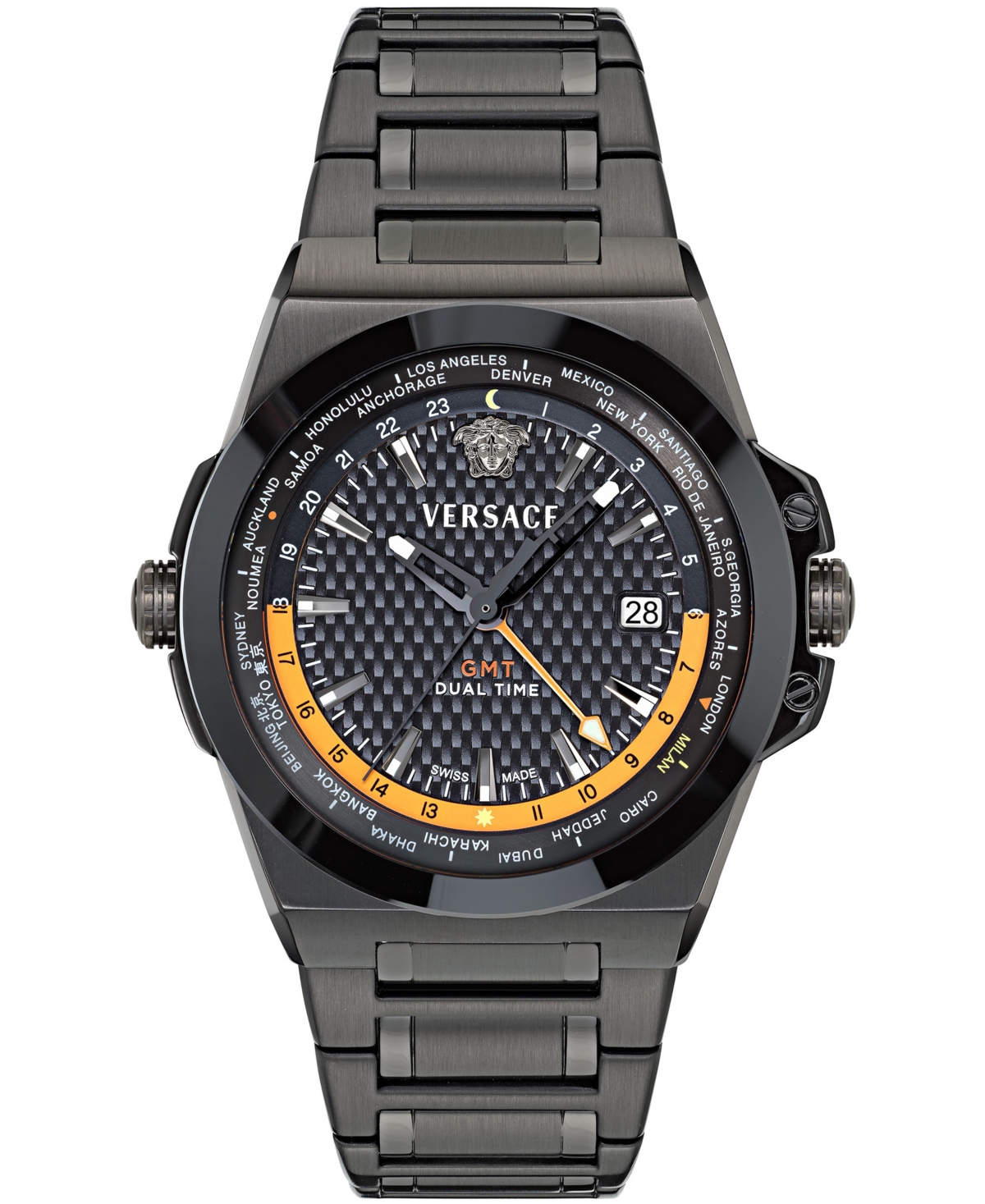 Click here for Versace Mens Greca Reaction Gmt Ip Yellow Gold Sta... prices