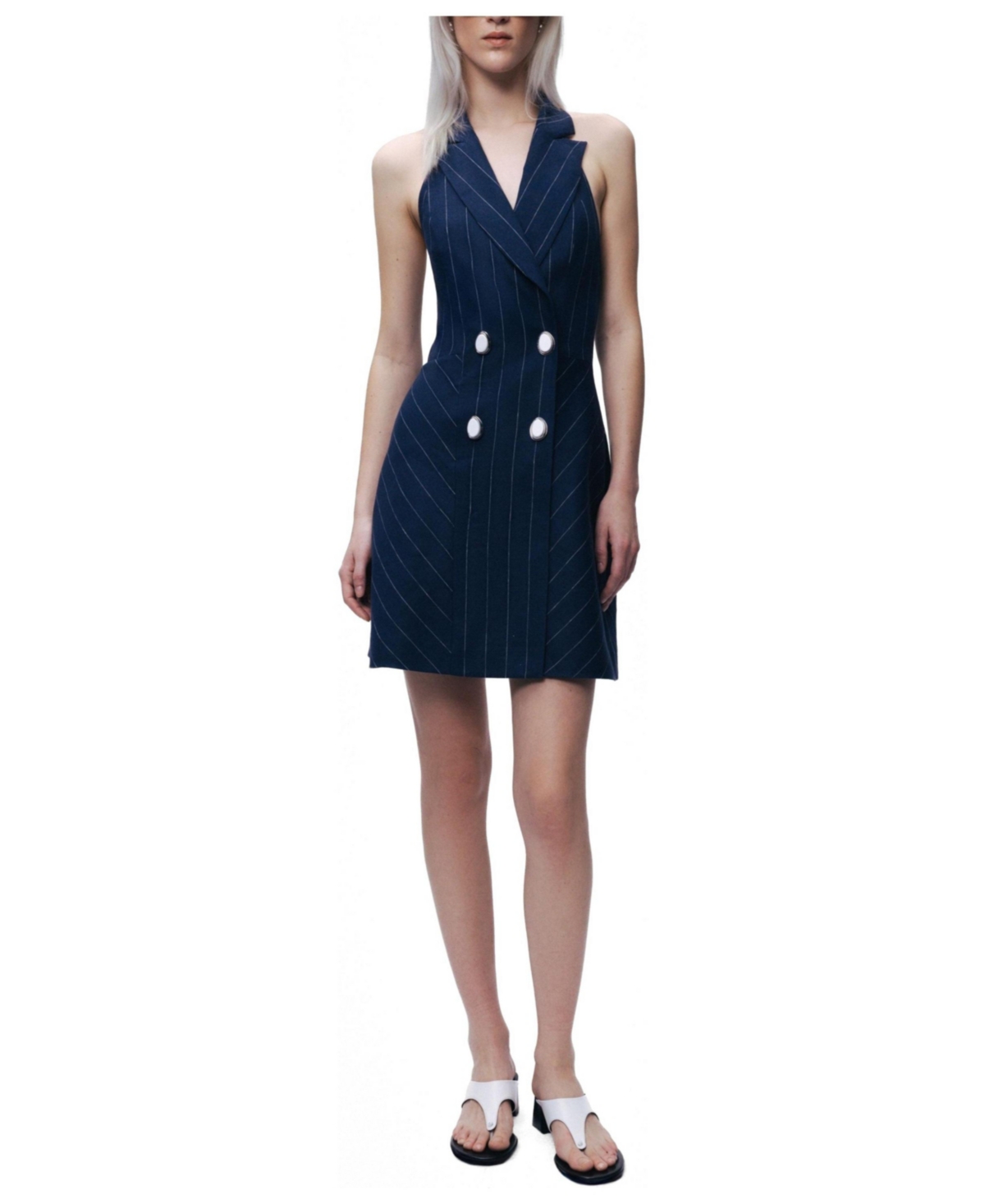 Click here for Nocturne Womens Pinstripe Double-Breasted Halter M... prices