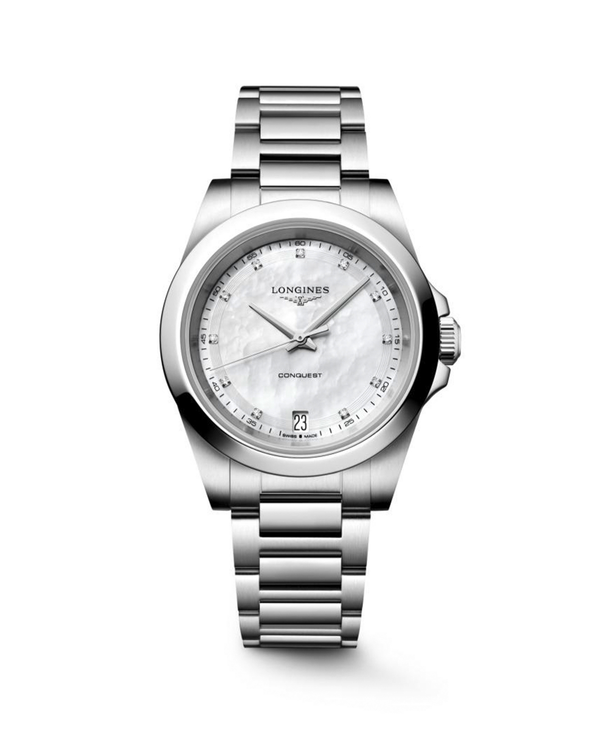 Click here for Longines Womens Conquest Silver Stainless Steel St... prices