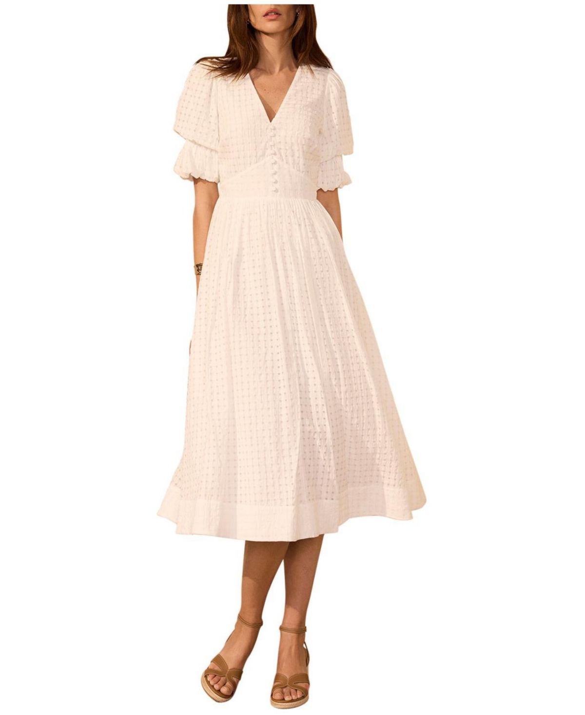 Click here for Mint Velvet Womens Checked Midi Dress - Ivory prices