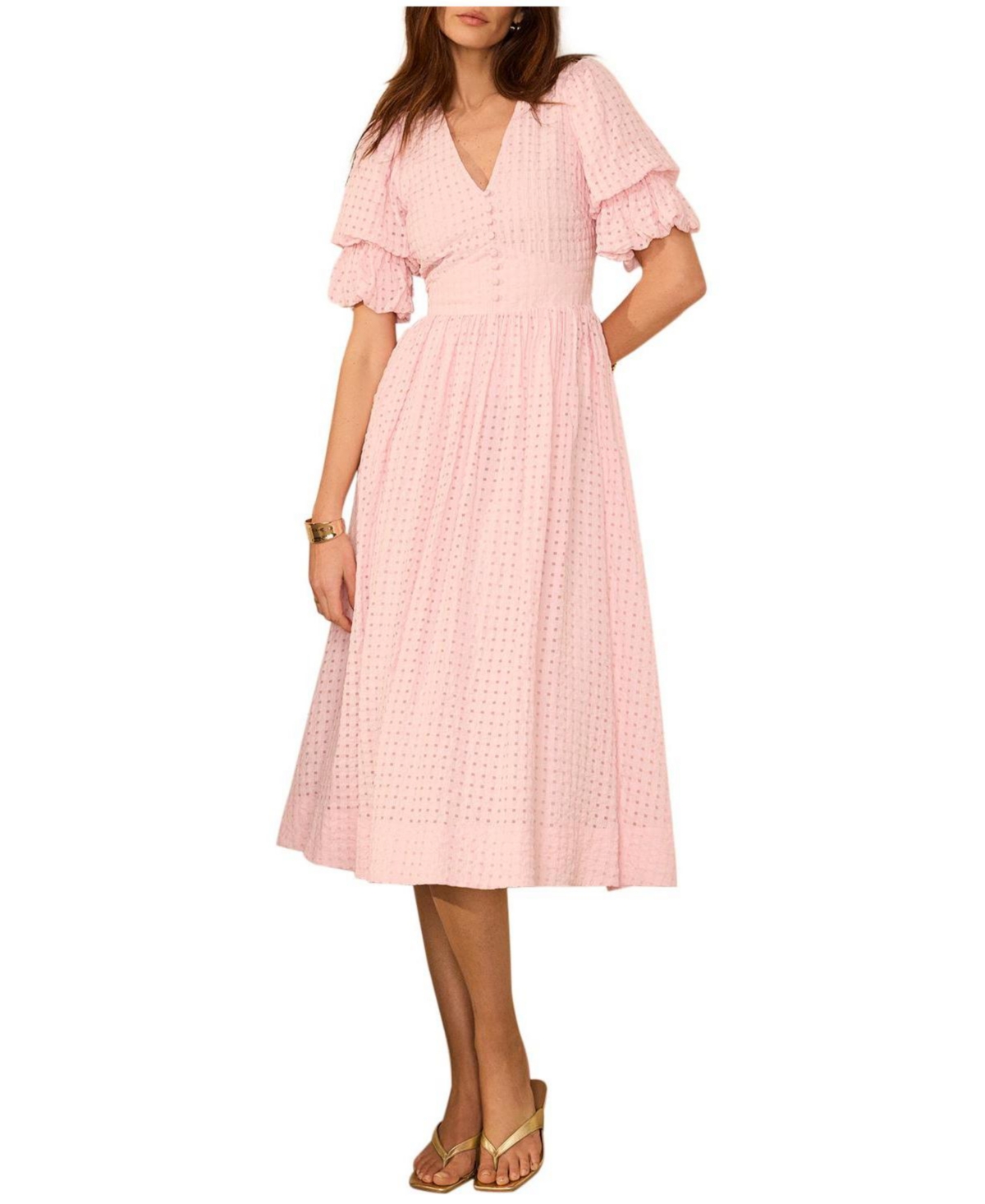 Click here for Mint Velvet Womens Checked Midi Dress - Pink prices