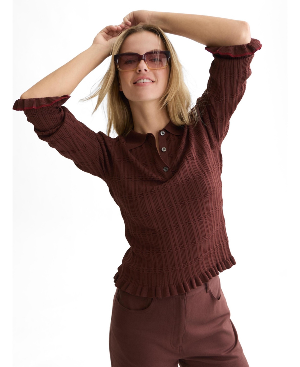 Click here for Scotch & Soda Womens Long-Sleeve Ripple Stitch Pol... prices