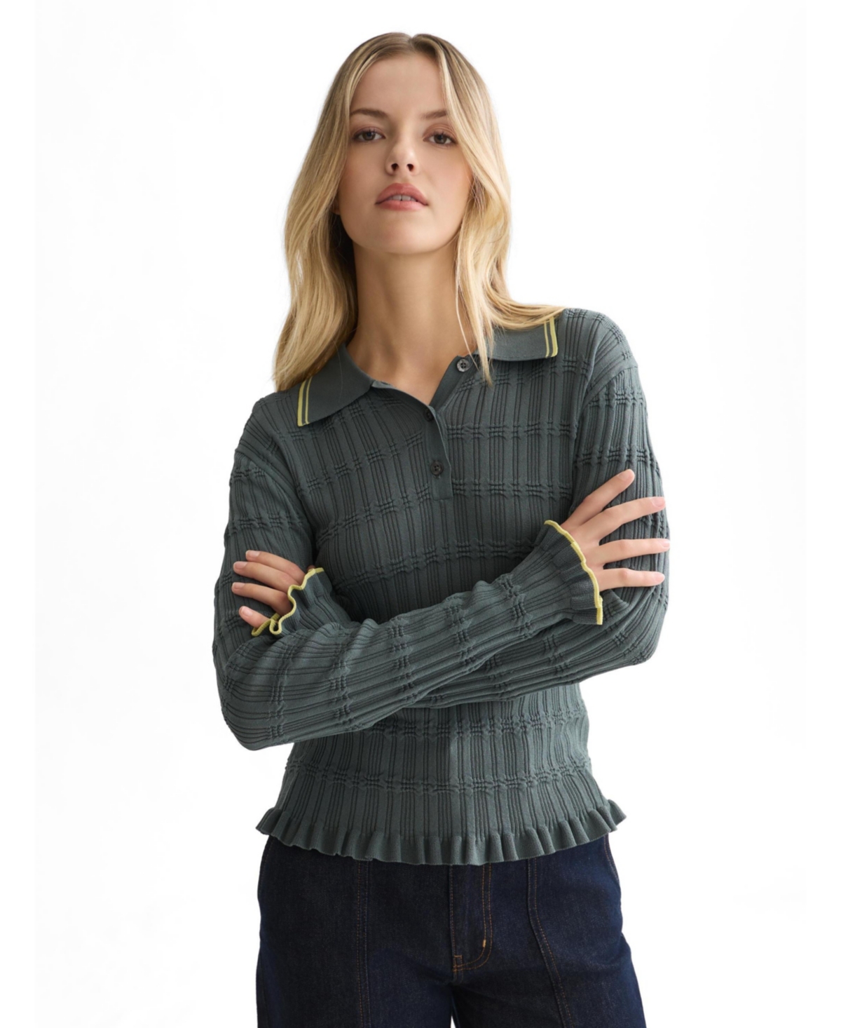 Click here for Scotch & Soda Womens Long-Sleeve Ripple Stitch Pol... prices