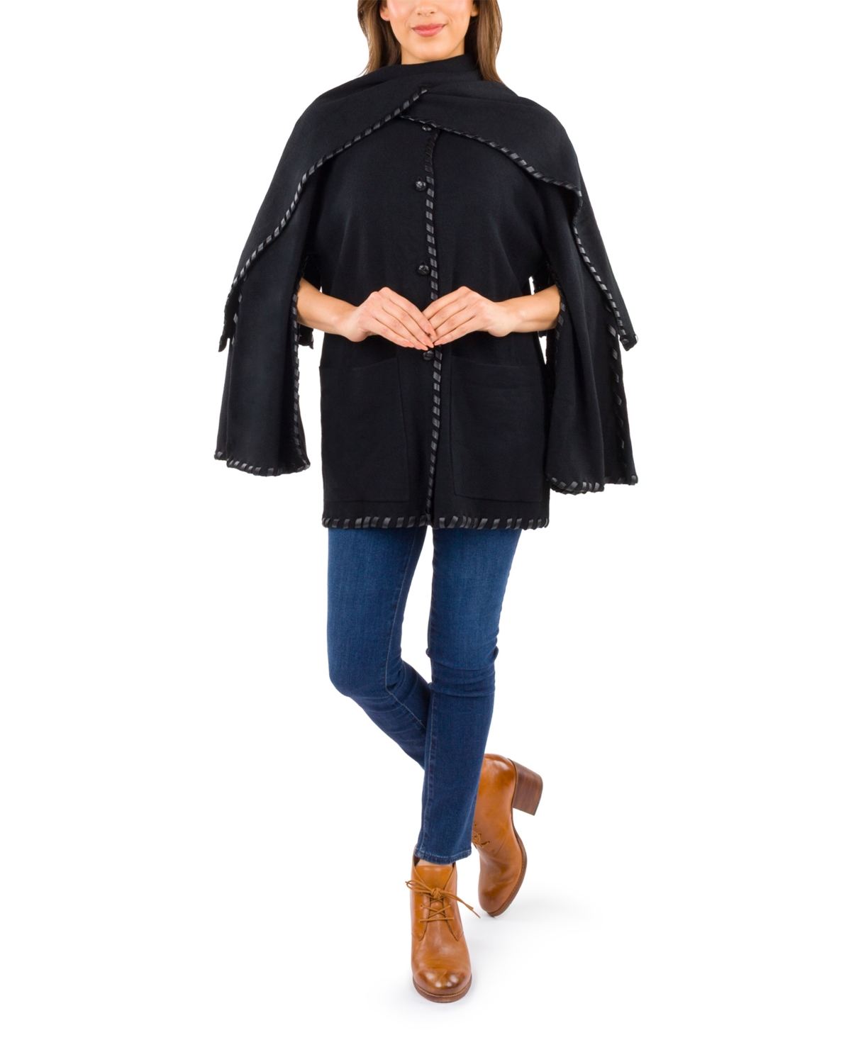 Click here for Patricia Nash Womens Hand Laced Cape - Black prices
