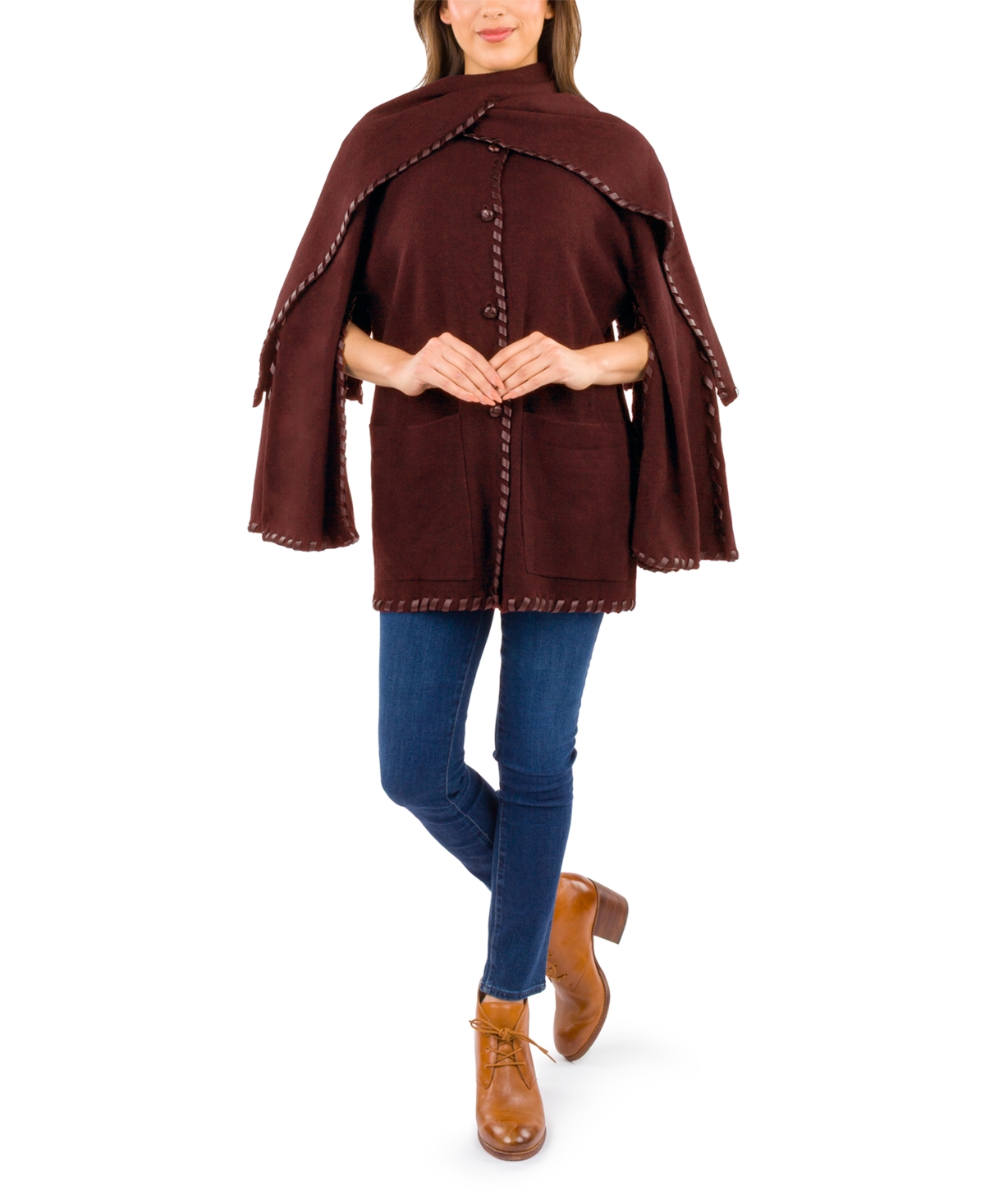 Click here for Patricia Nash Womens Hand Laced Cape - Chocolate prices