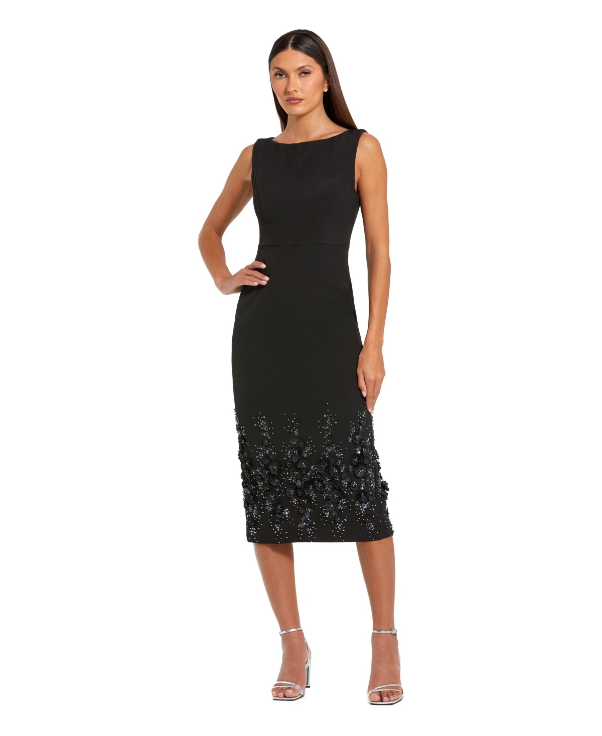 Click here for Mac Duggal Womens Crepe Sleeveless Midi Dress With... prices