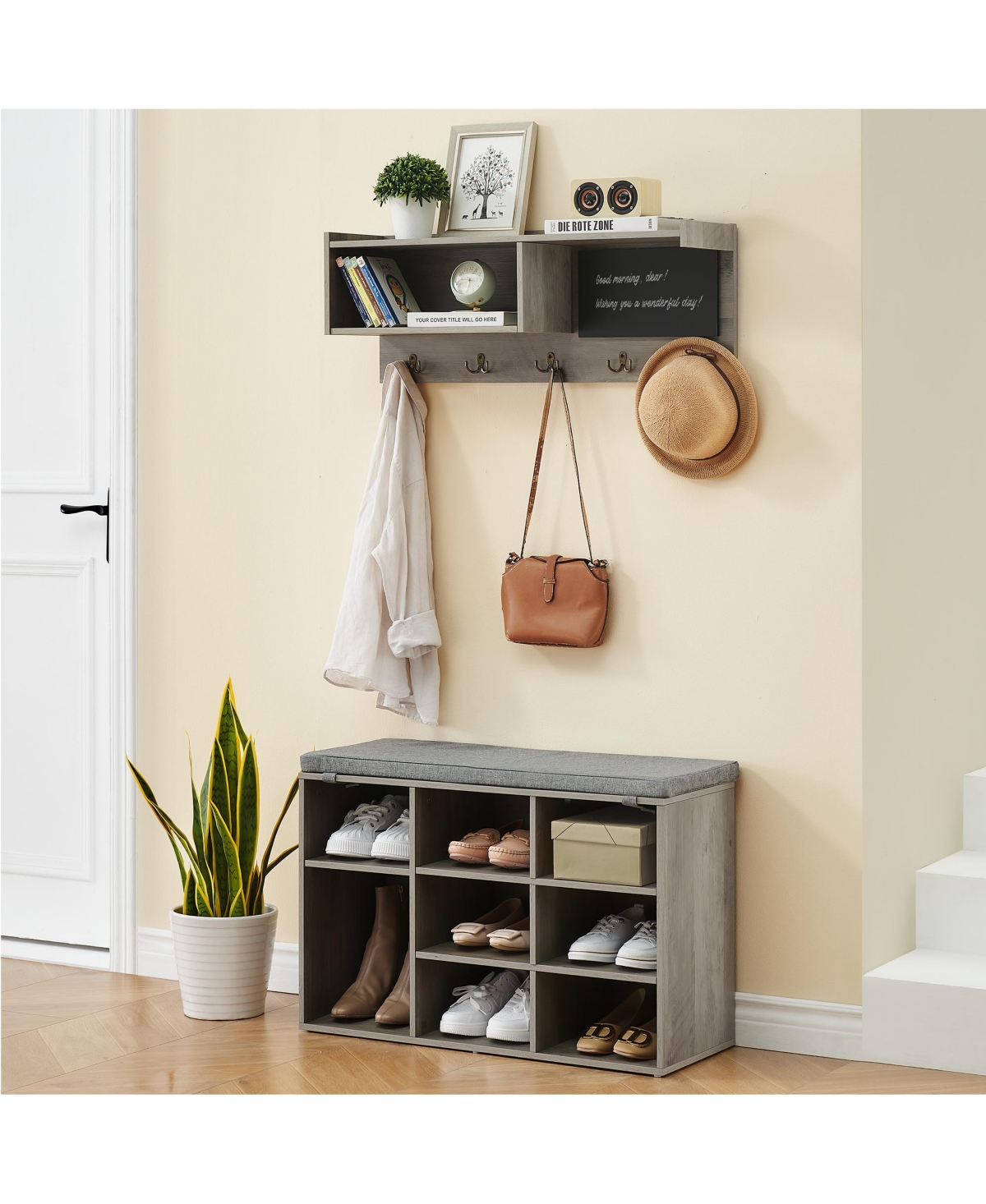 Click here for gaomon Hall Tree  Wall Mounted Coat Rack Shoe Benc... prices