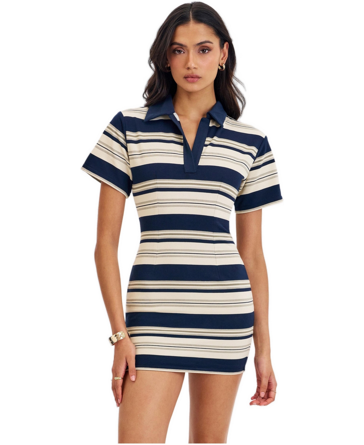 Click here for Miss Circle Womens Whitley Navy and Ivory Pique Co... prices