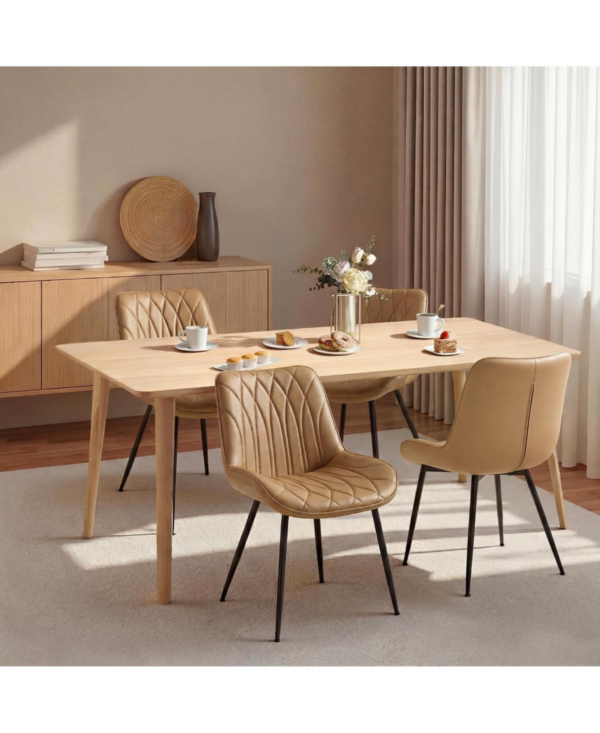 Click here for homfan Set of 4 Faux Leather Dining Chairs with Cu... prices