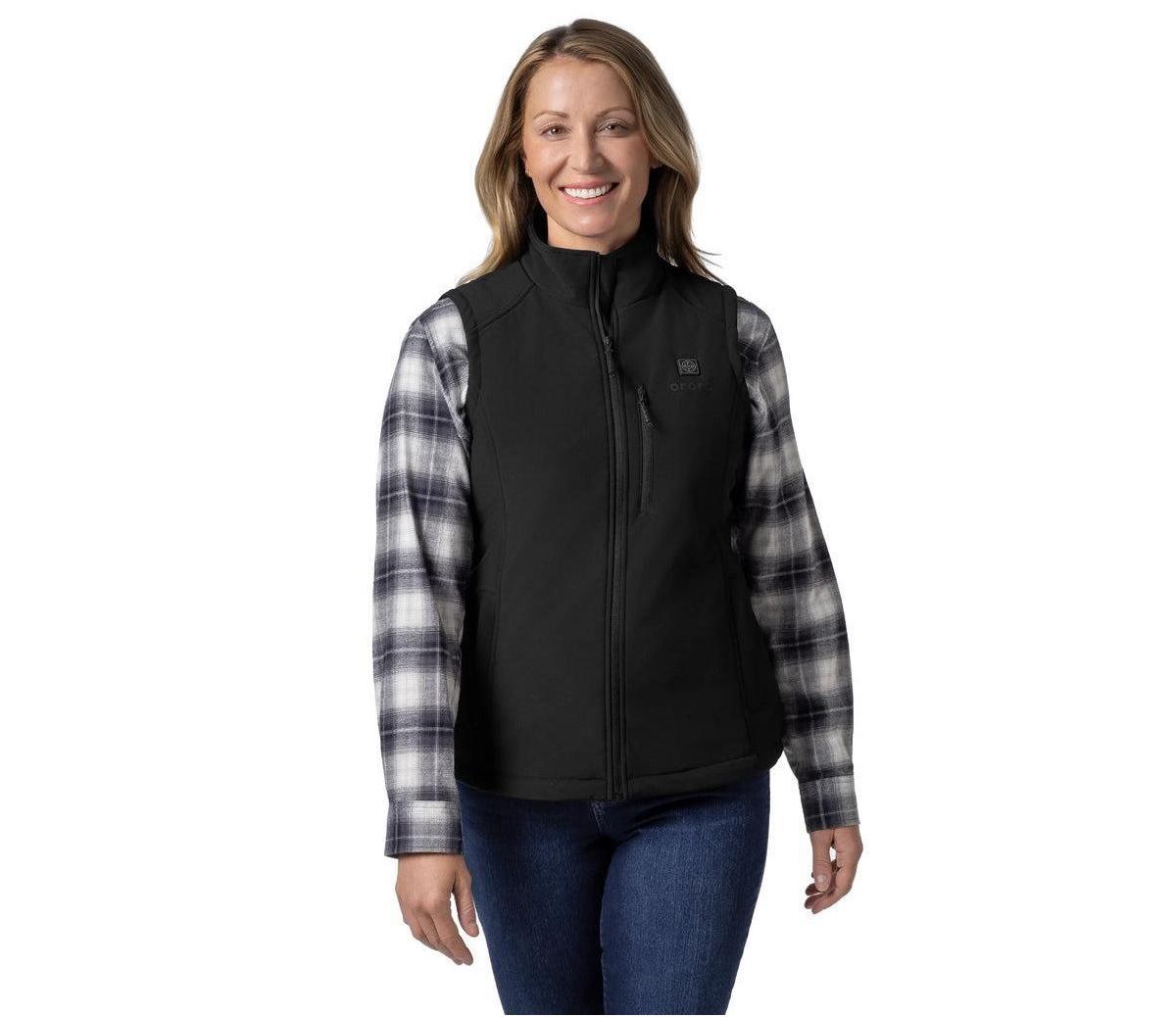 Click here for ororo Womens 4-Zone Heated Softshell Vest - Black prices