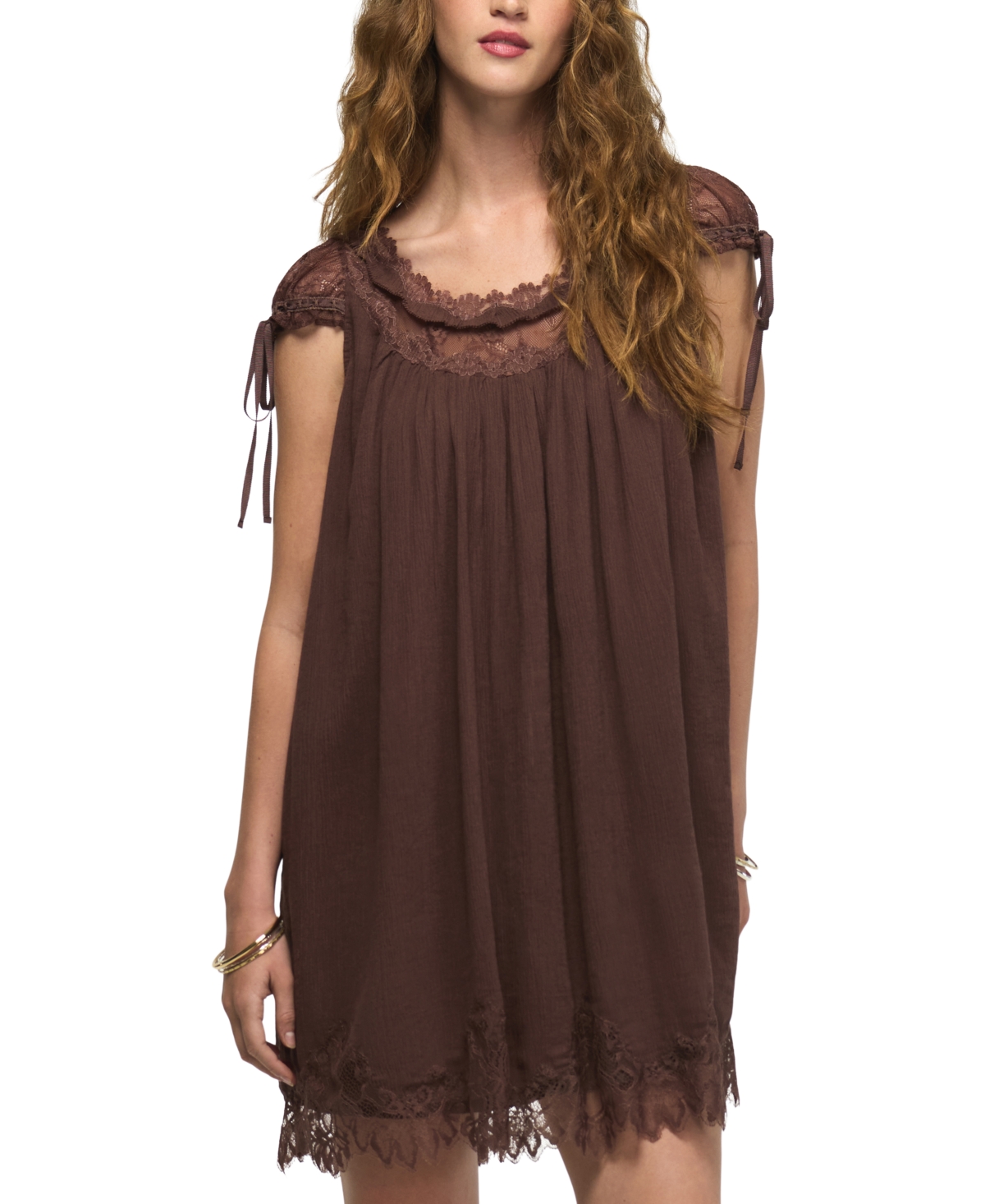 Click here for Lucky Brand Womens Lace Babydoll Mini Dress - Fren... prices