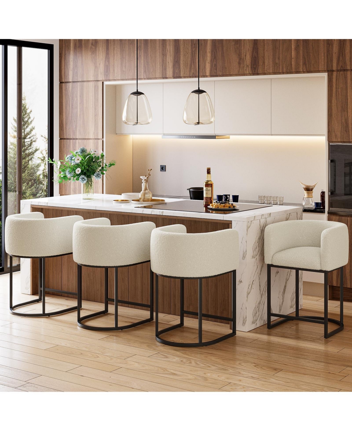 Click here for homfan Set of 4 Counter Height Bar Stools - Modern... prices