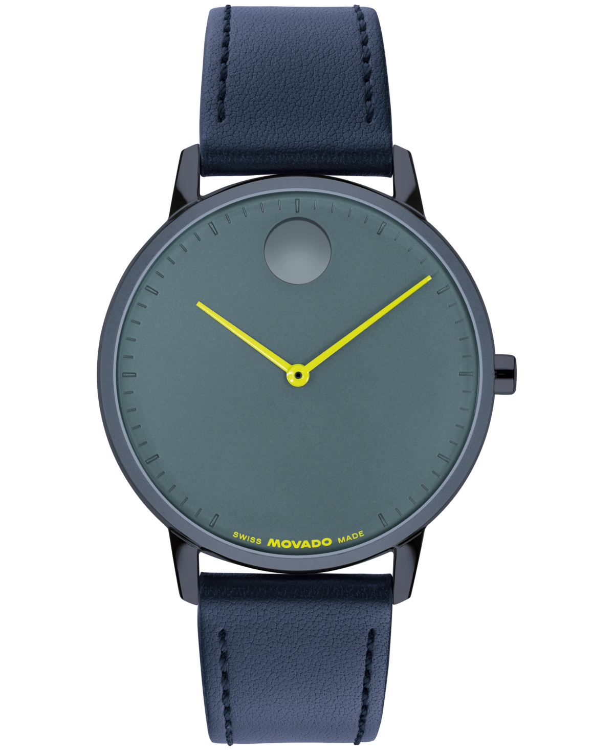 Click here for Movado Mens Face Swiss Quartz Navy Blue Leather Wa... prices