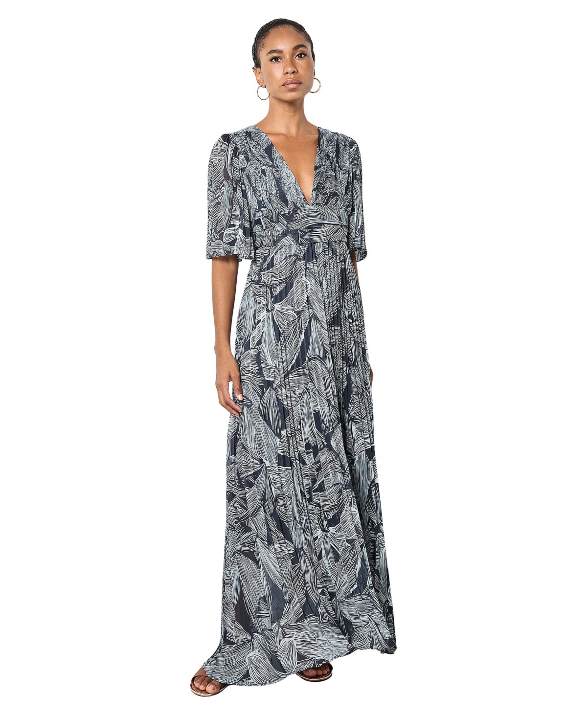 Click here for Apricot Womens Floral-Print Short-Sleeve Pleated C... prices