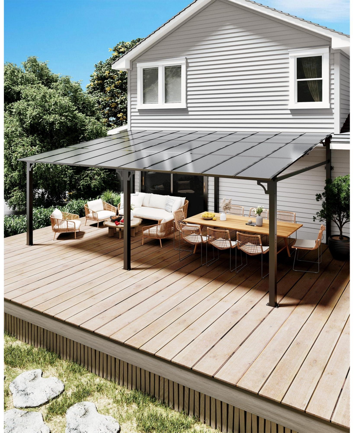 Click here for 12x20 Ft Wall Mounted Hardtop Gazebo  Aluminum Lea... prices