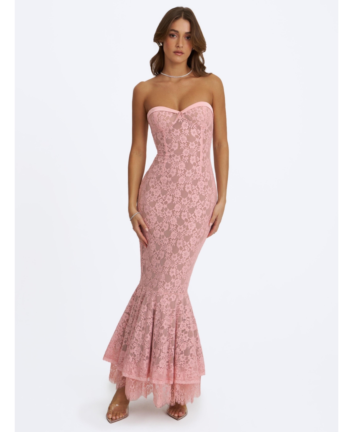 Click here for Miss Circle Womens Rosalyn Pink Lace Sweetheart Ma... prices