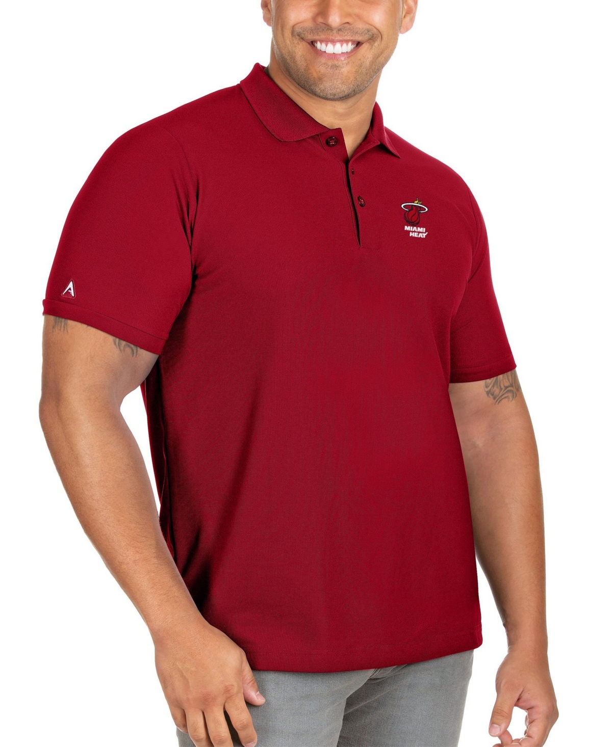 Click here for Antigua Mens Red Miami Heat Big Tall Legacy Pique... prices