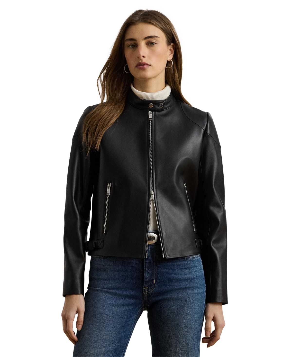 Click here for Lauren Ralph Lauren Womens Lambskin Moto Jacket -... prices