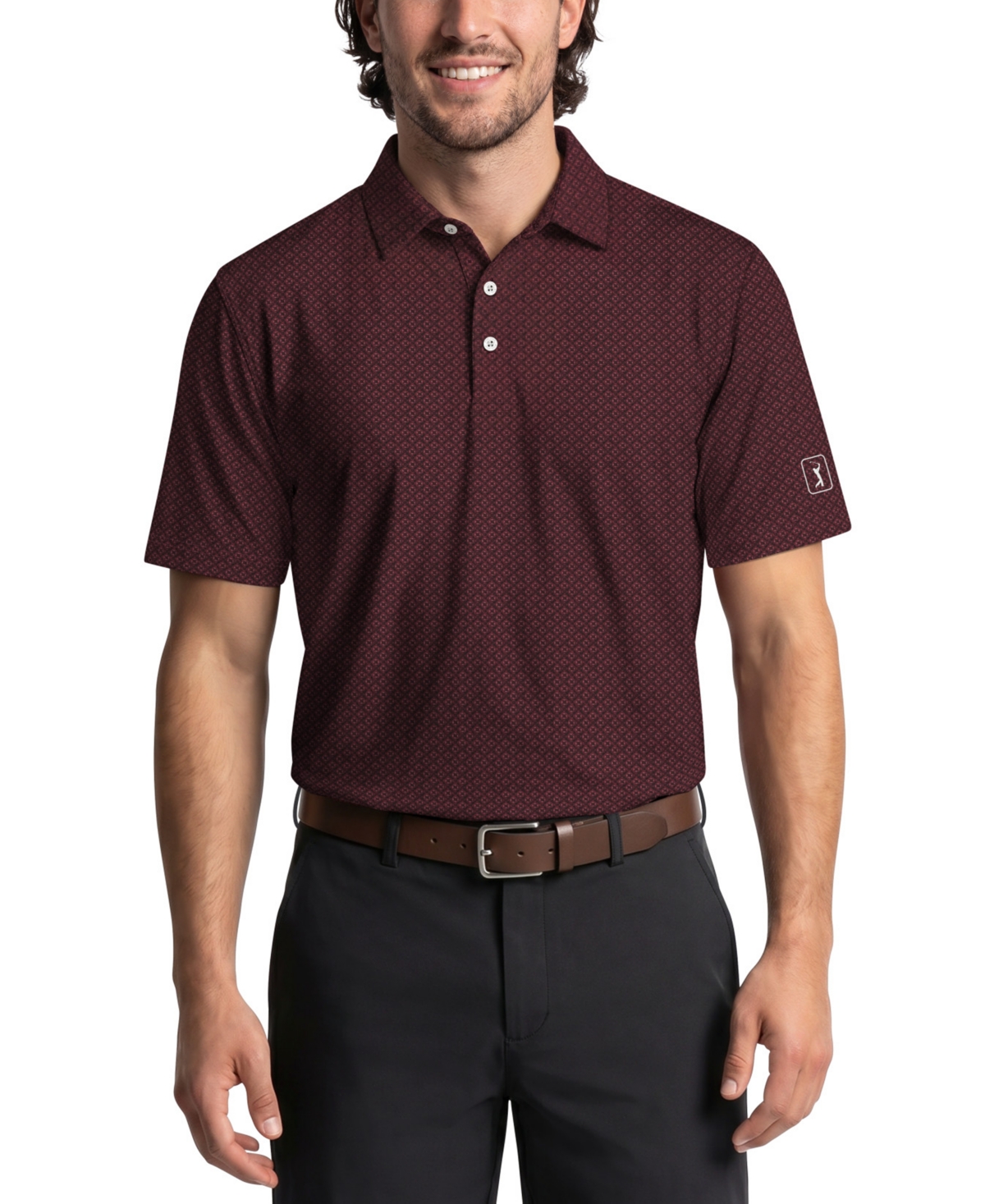 Click here for Pga Tour Mens Essential Geo Printed Regular-Fit Po... prices