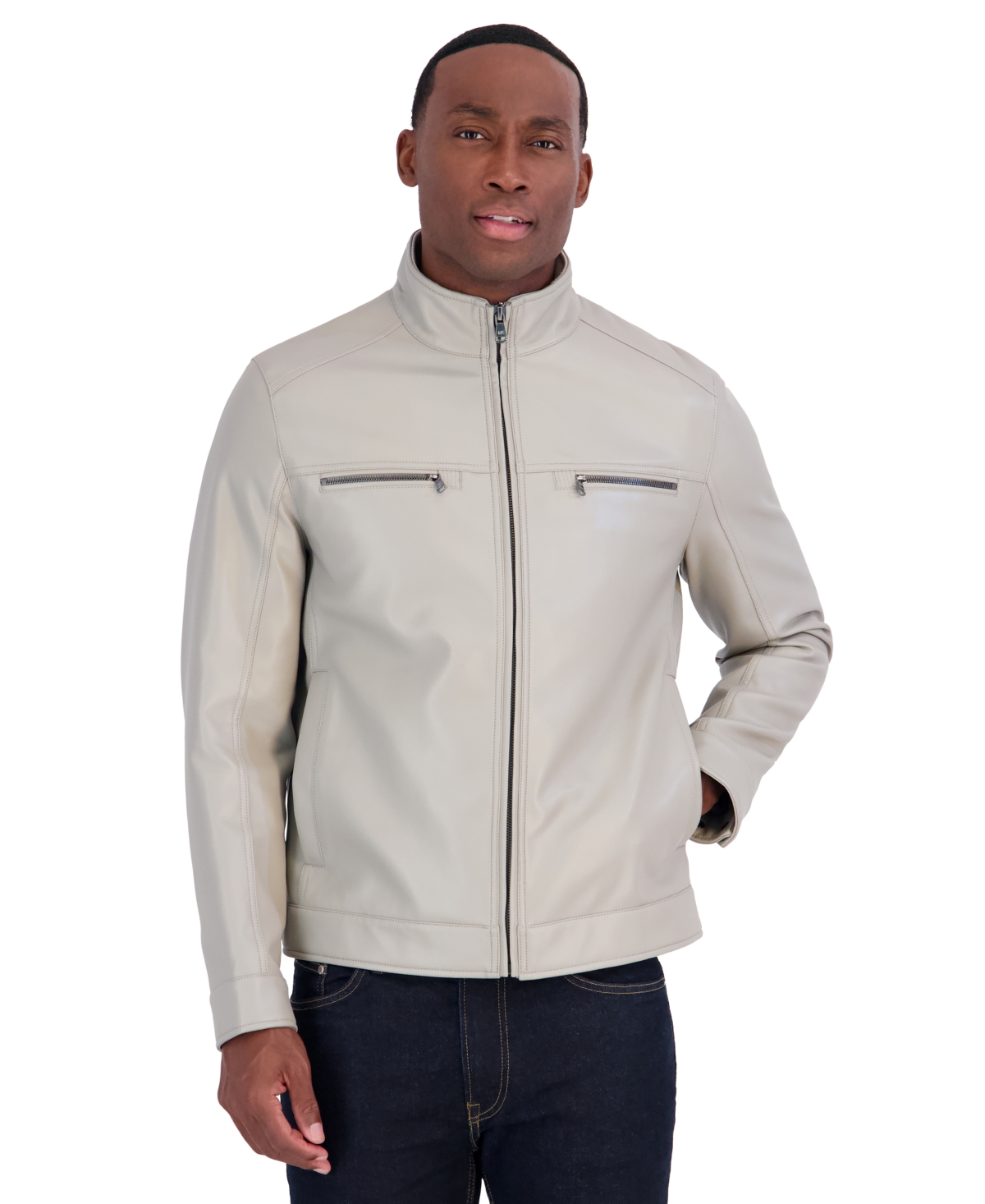 Click here for Michael Kors Mens Front-Zip Faux Leather Jacket -... prices