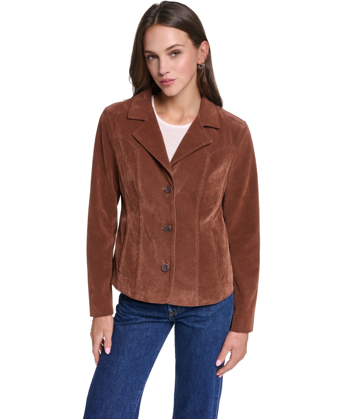 Click here for Levis Womens Fitted Faux Suede Blazer - Maple prices