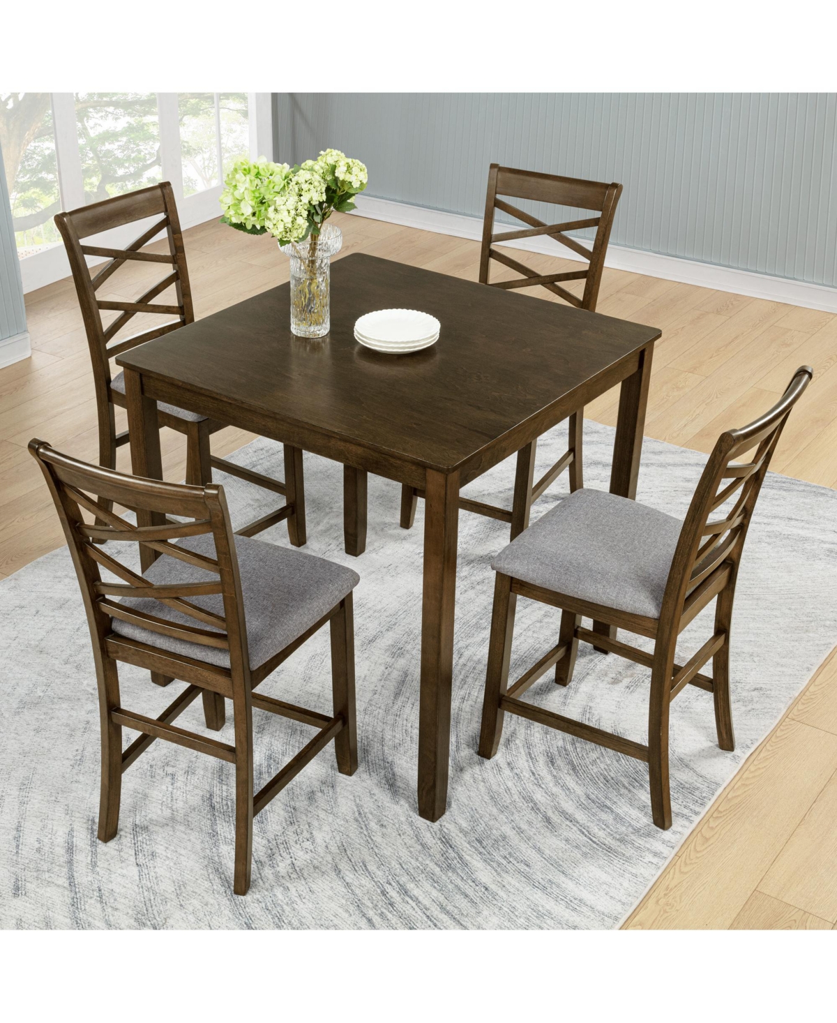 Click here for Flynama 5-Piece Counter Height Dining Set with 4 U... prices