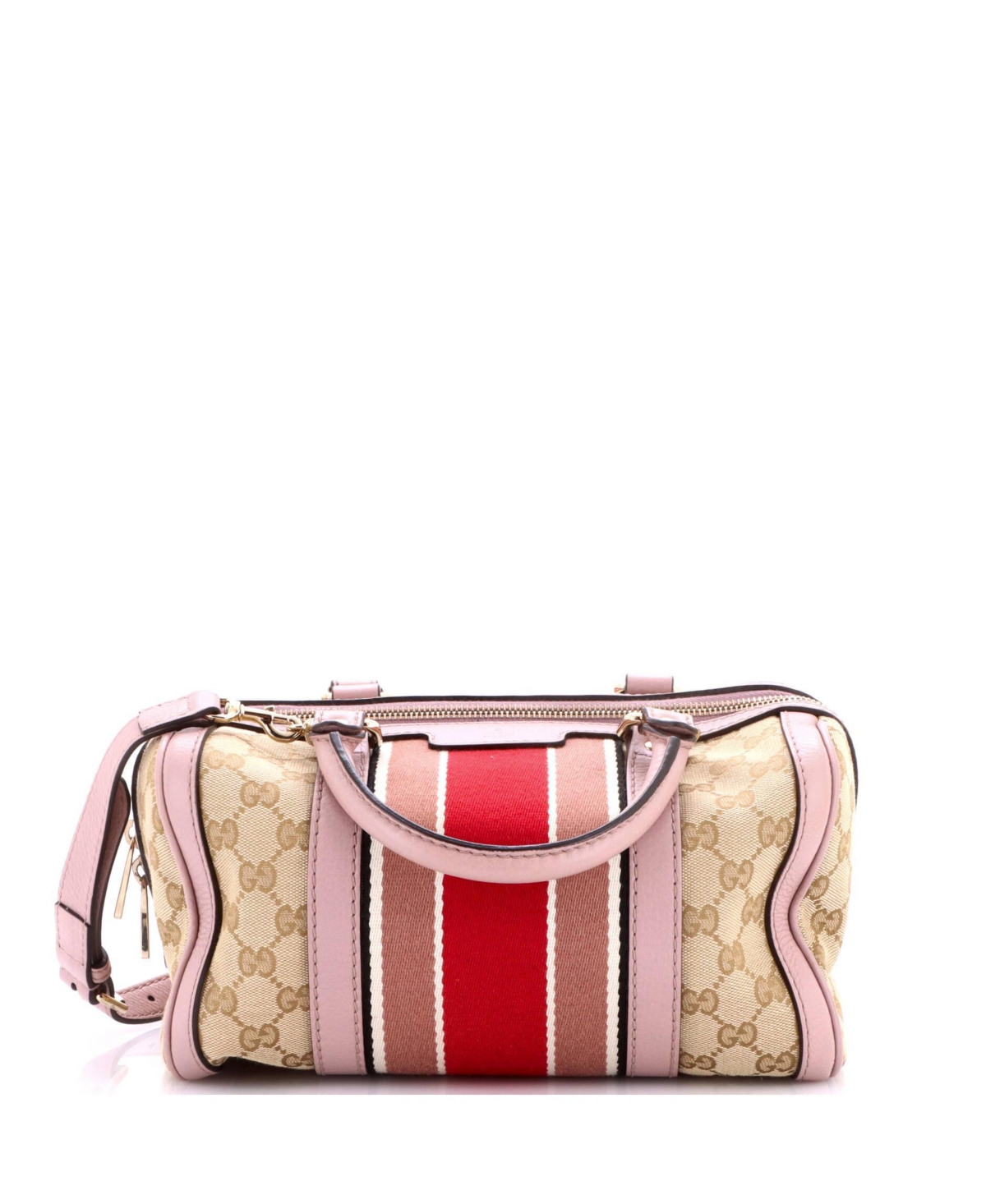 Click here for Pre-Owned Gucci Small Vintage Web Boston Bag Gg Ca... prices