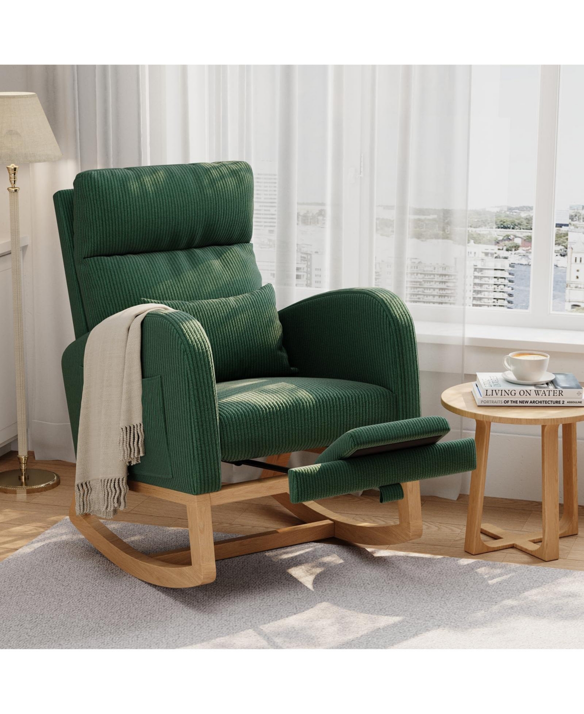Click here for Rocking Chair with Footrest Corduroy Upholstered G... prices