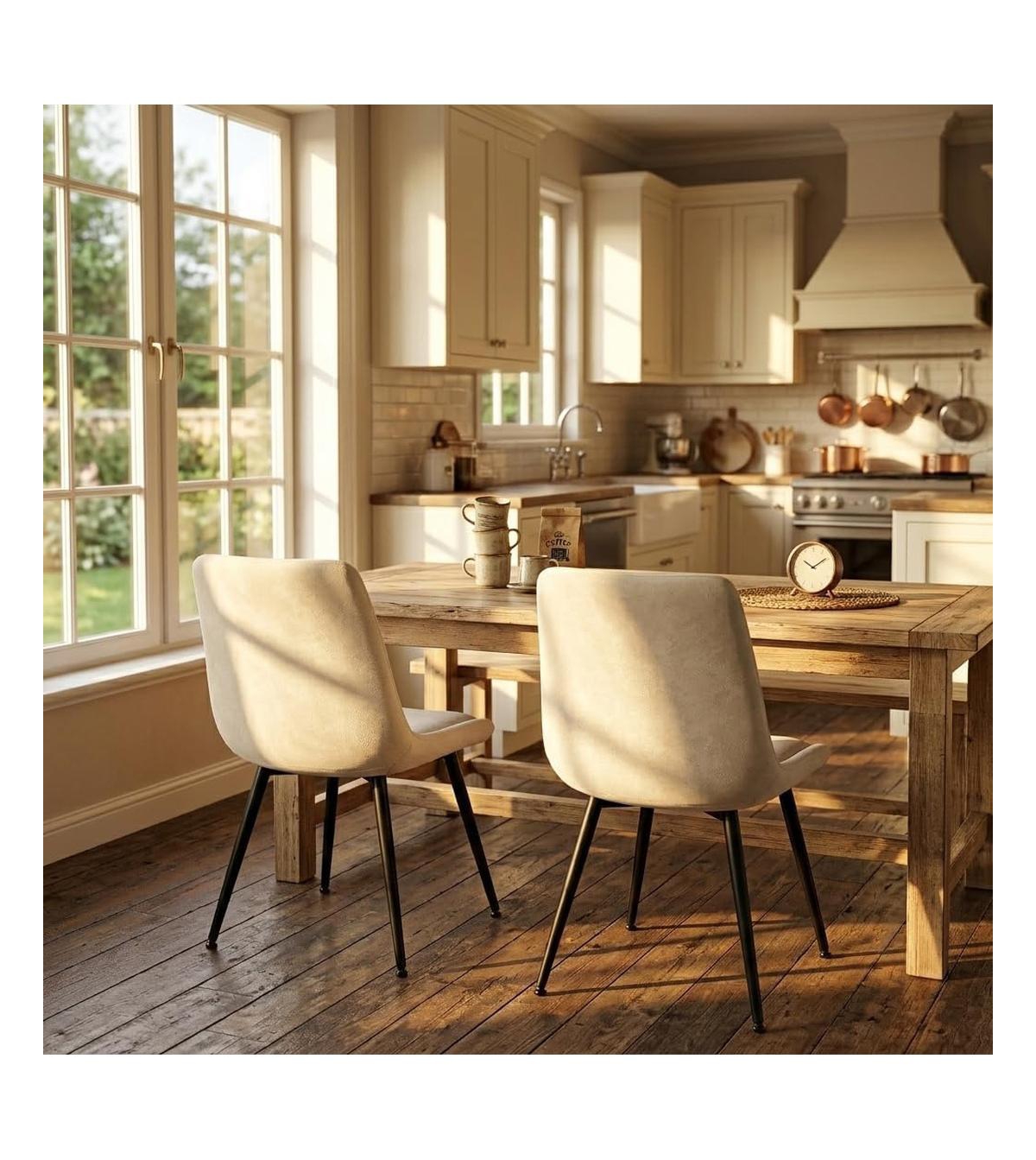 Click here for Set of 2 Chenille Upholstered Dining Chairs with M... prices