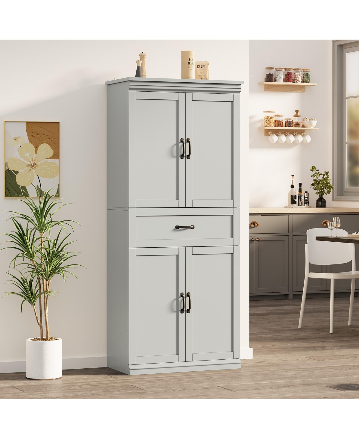 Click here for 70 Gray Freestanding Pantry Cabinet with Drawer an... prices
