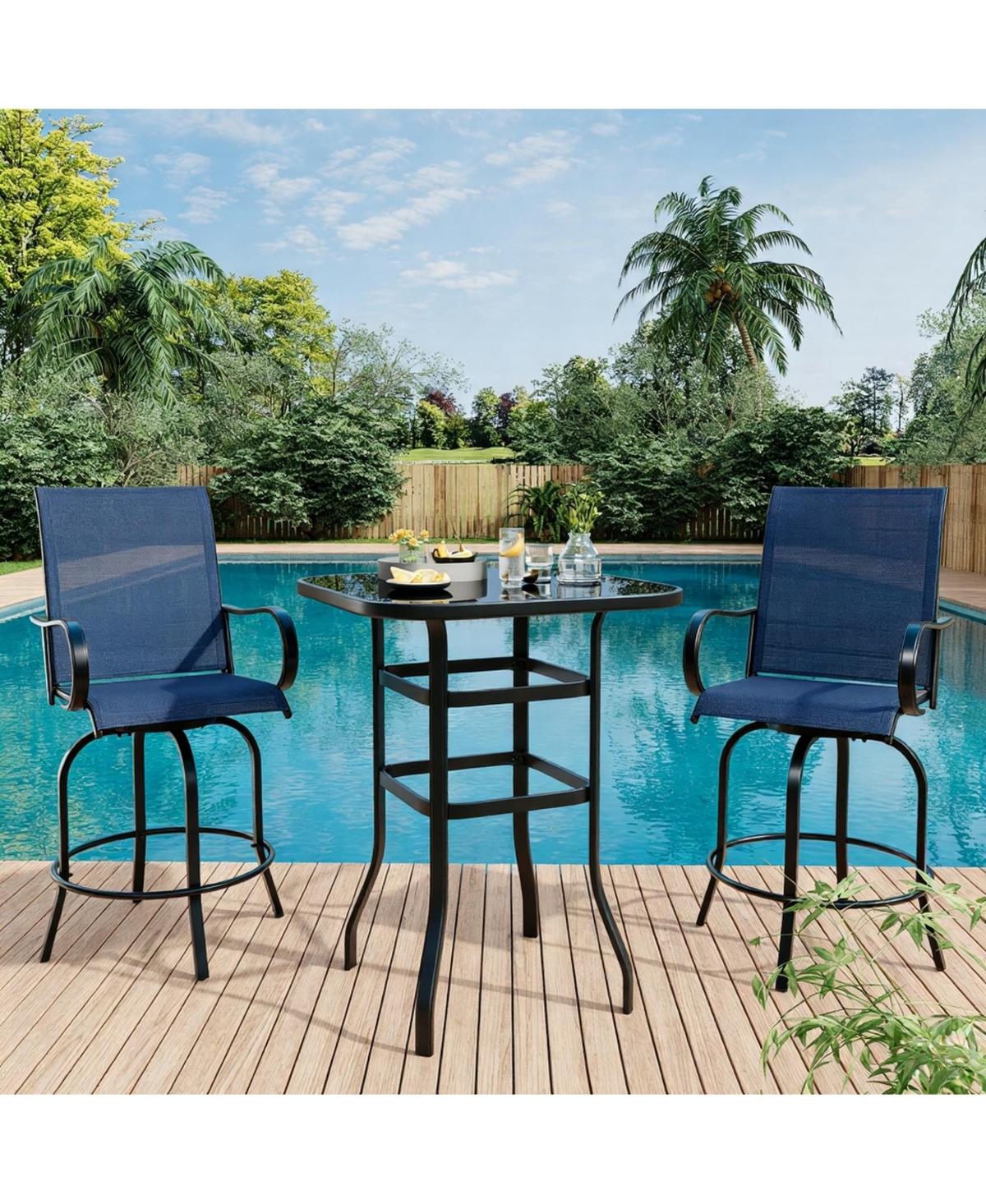 Click here for 3 Piece Patio Swivel Bar Set with 2 Breathable Bar... prices