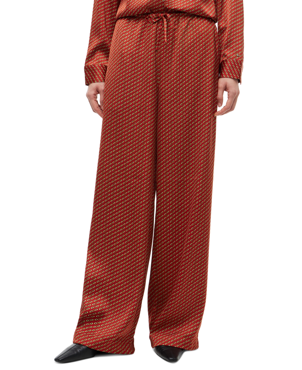 Click here for Tommy Hilfiger Womens Fluid Pull On Wide-Leg Satin... prices