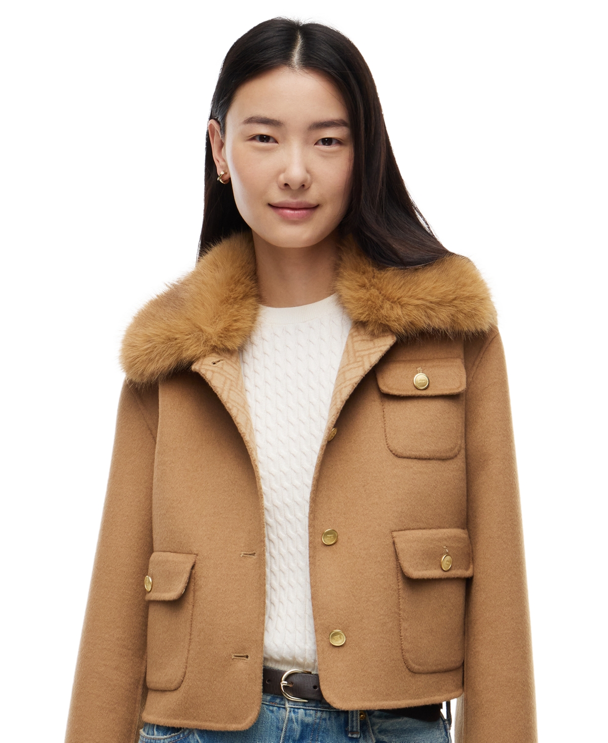 Click here for Tommy Hilfiger Womens Wool-Blend Cropped Jacket wi... prices
