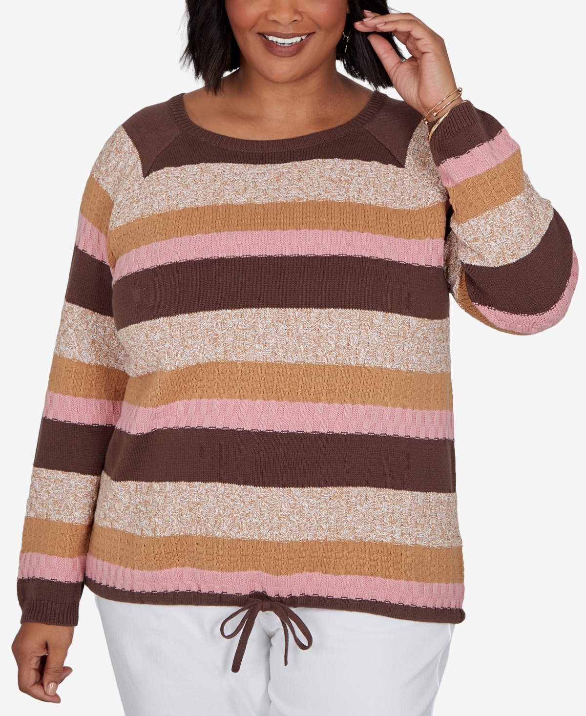 Click here for Hearts Of Palm Plus Size Marled Stripe Long-Sleeve... prices