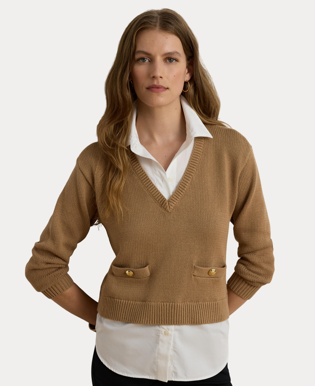Click here for Lauren Ralph Lauren Womens V-Neck Long-Sleeve Rela... prices