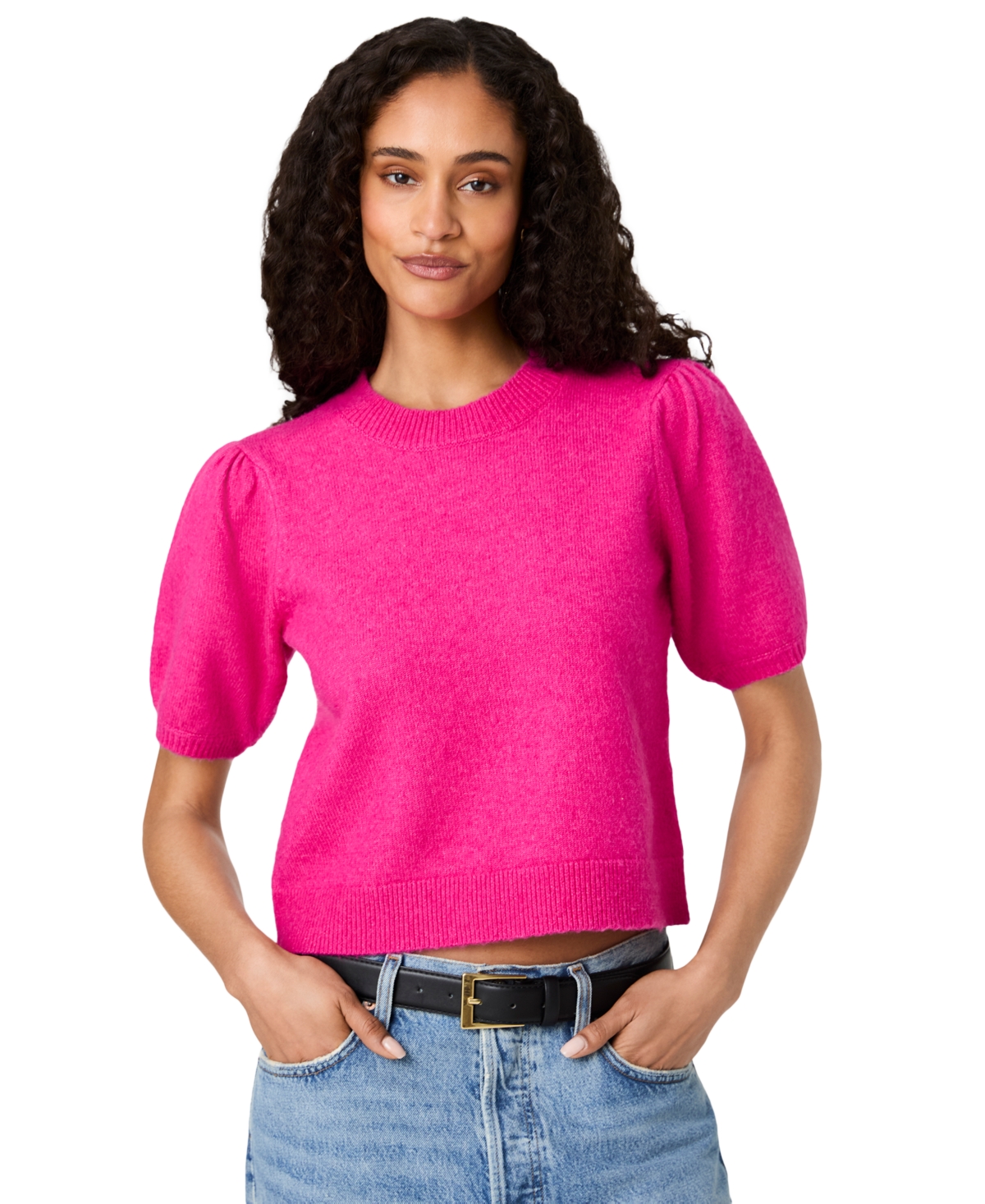 Click here for French Connection Womens Yulia Knit Puff-Sleeve To... prices