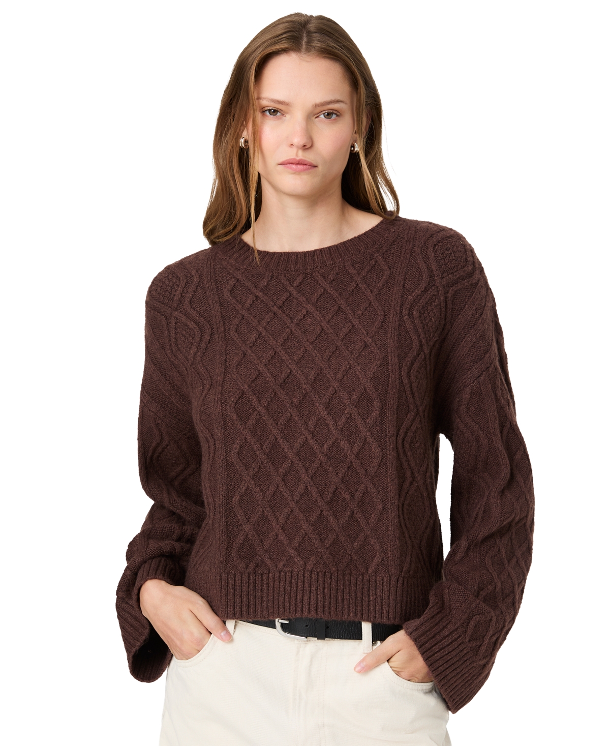 Click here for French Connection Womens Wesley Cable-Knit Crewnec... prices