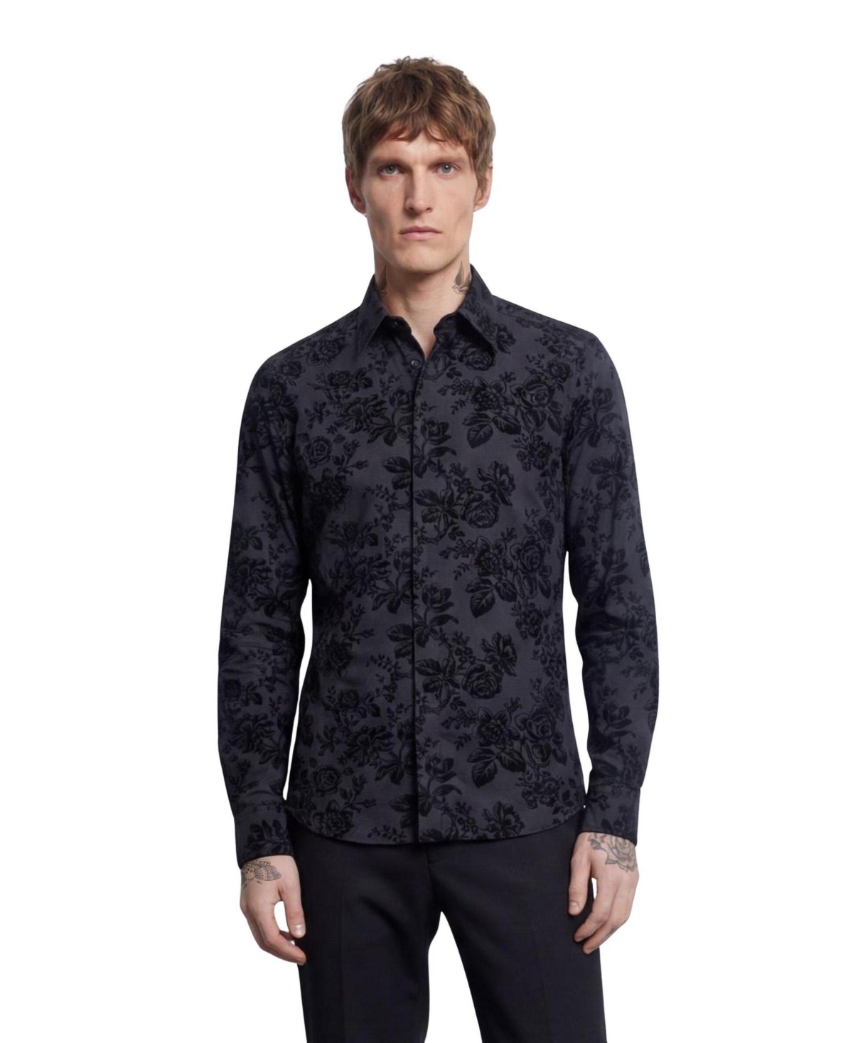 Click here for Twisted Tailor Mens Armada Slim Fit Floral Flocked... prices