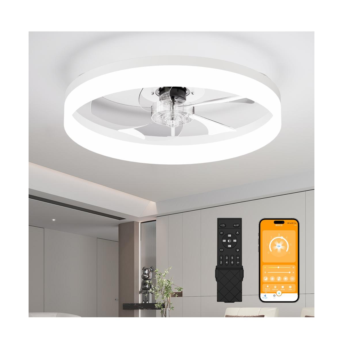 Click here for Sofucor 19.7-in Flush Mount Ceiling Fan Led Light... prices
