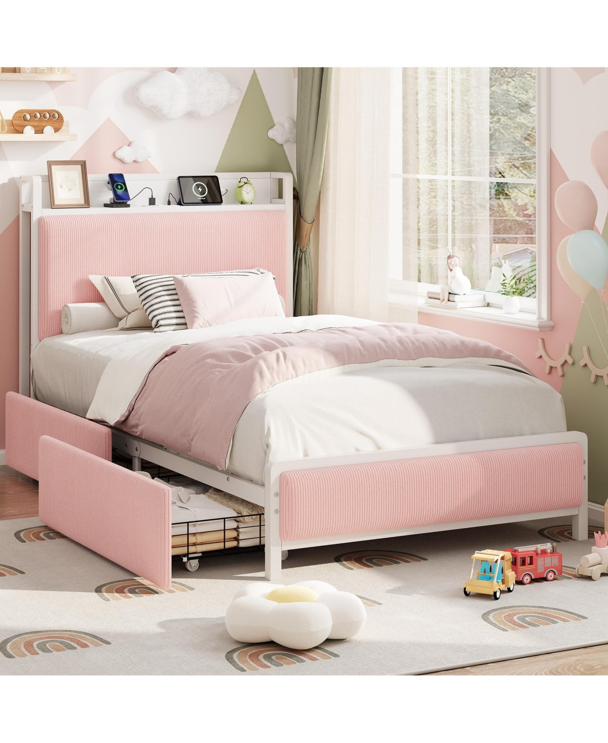Click here for homfan Bed Frame with 2 Drawers and Charging Stati... prices
