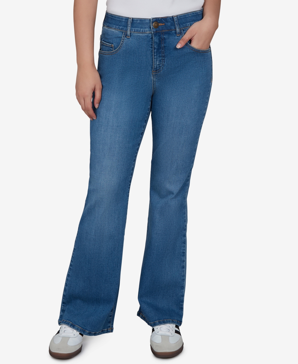 Click here for Ruby Rd. Petite Flare Mid-Rise Cotton-Blend Denim... prices